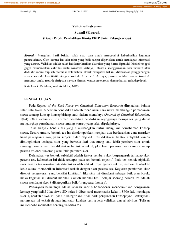 (PDF) Validitas Instrumen
