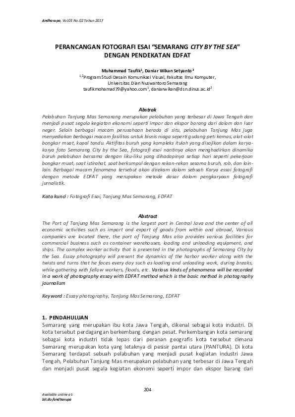 (PDF) Perancangan Fotografi Esai “Semarang City By The Sea” dengan ...