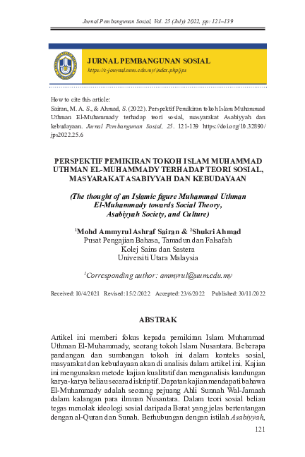 (PDF) Perspektif Pemikiran Tokoh Islam Muhammad Uthman El-Muhammady ...