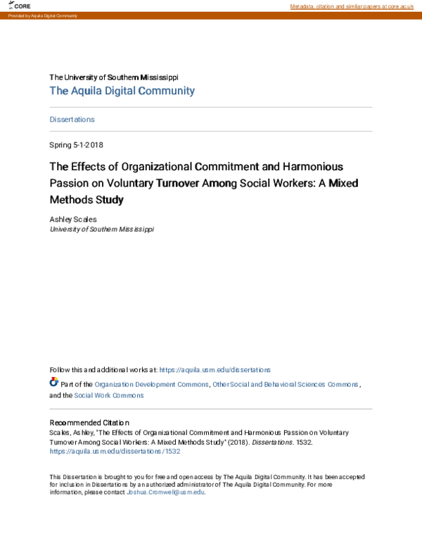 (PDF) The effects of organizational commitment and harmonious passion on voluntary turnover ...
