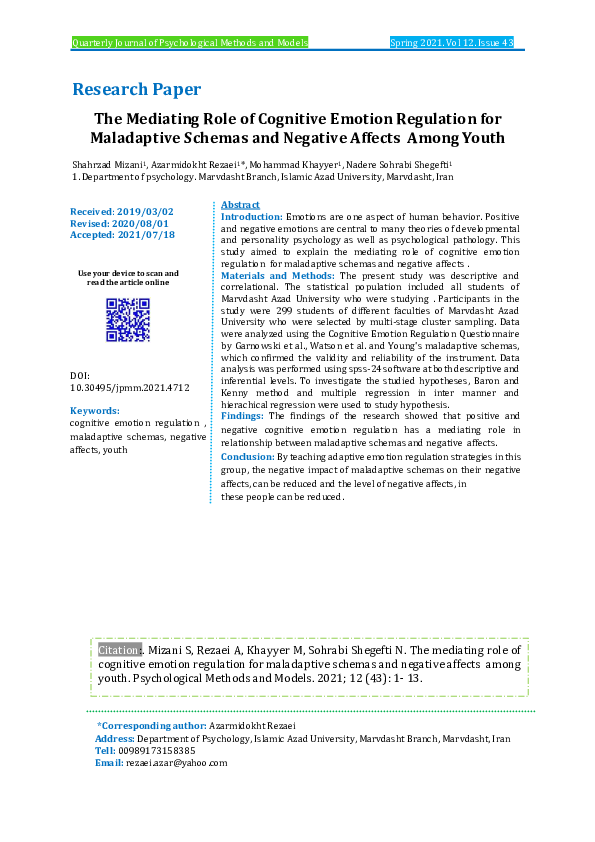 (PDF) The Mediating Role of Cognitive Emotion Regulation for ...