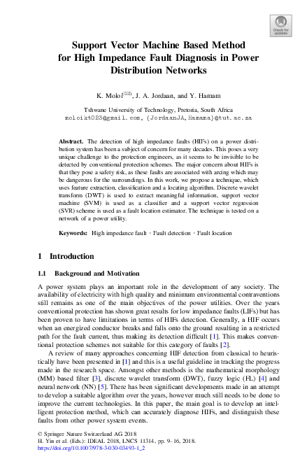 (PDF) Support Vector Machine Based Method for High Impedance Fault Diagnosis in Power ...