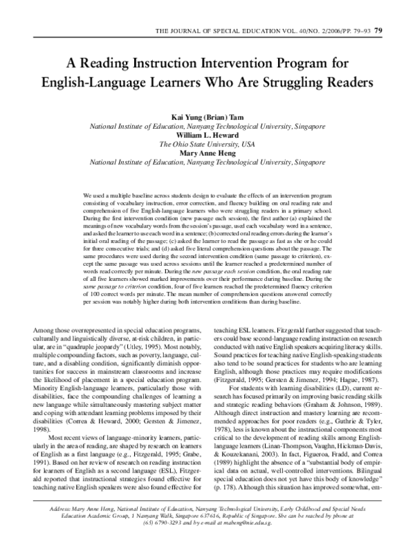 (PDF) A Reading Instruction Intervention Program for English-Language ...