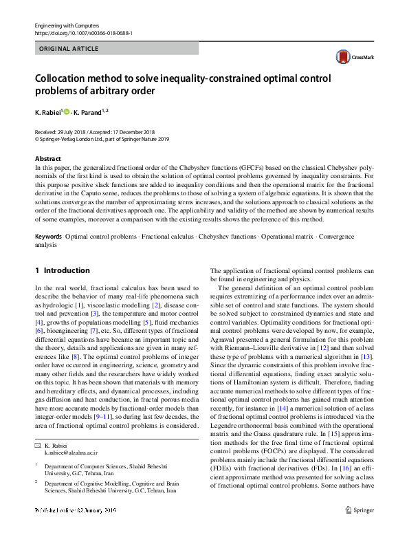 Pdf Collocation Method To Solve Inequality Constrained Optimal