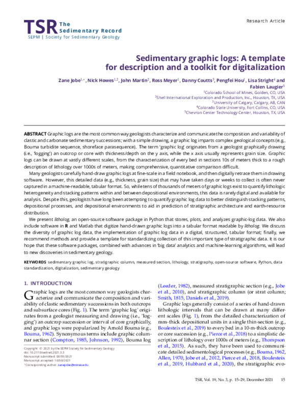 (PDF) Sedimentary graphic logs: A template for description and a toolkit for digitalization