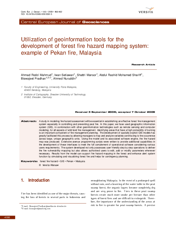 (PDF) Utilization of geoinformation tools for the development of forest fire hazard mapping ...