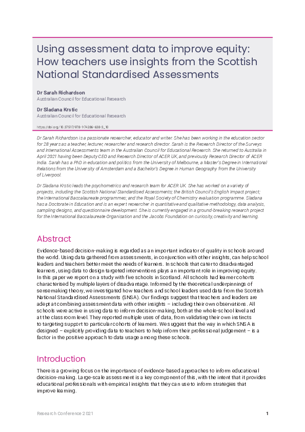 (PDF) Using assessment data to improve equity: How teachers use ...