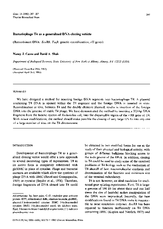 (PDF) Bacteriophage T4 as a generalized DNA-cloning vehicle