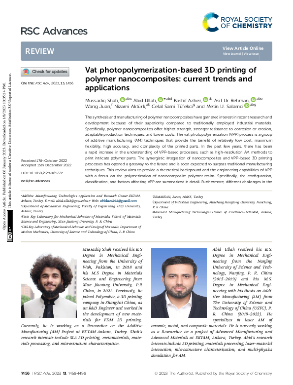 (PDF) Vat photopolymerization-based 3D printing of polymer ...