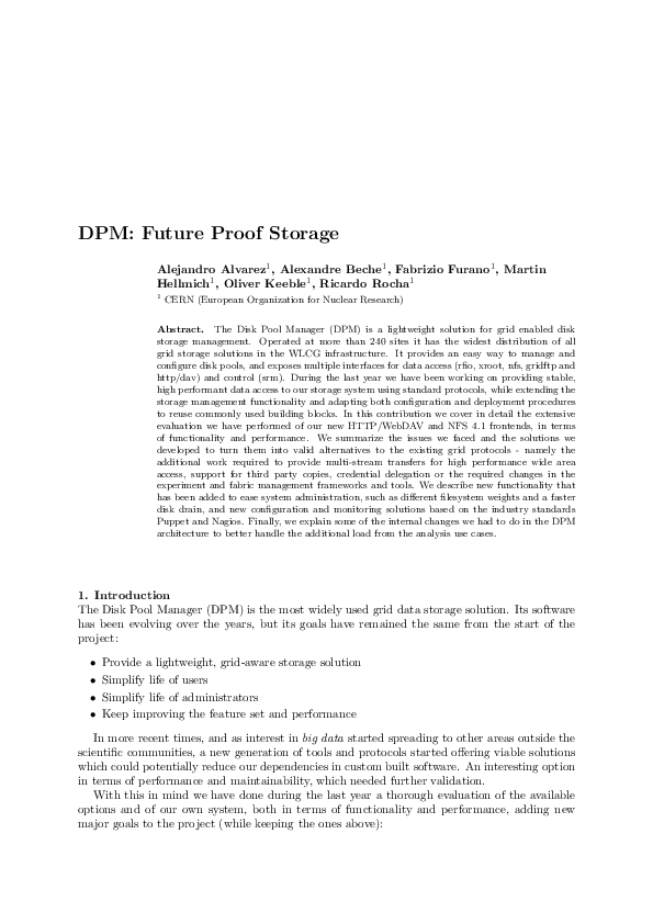 (PDF) DPM: Future Proof Storage