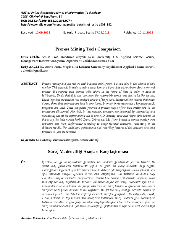 (PDF) Process Mining Tools Comparison