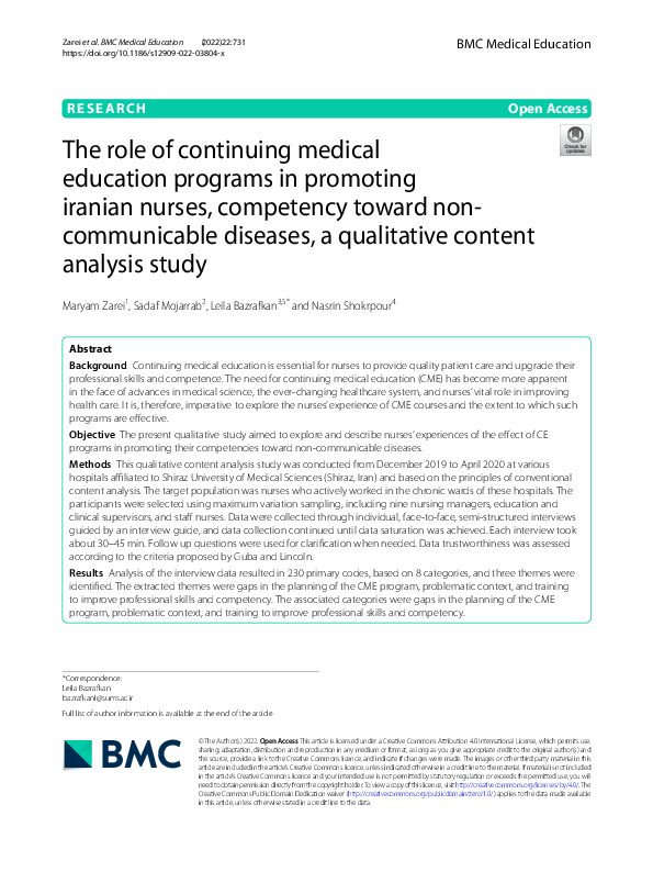 (PDF) The role of continuing medical education programs in promoting iranian nurses, competency ...