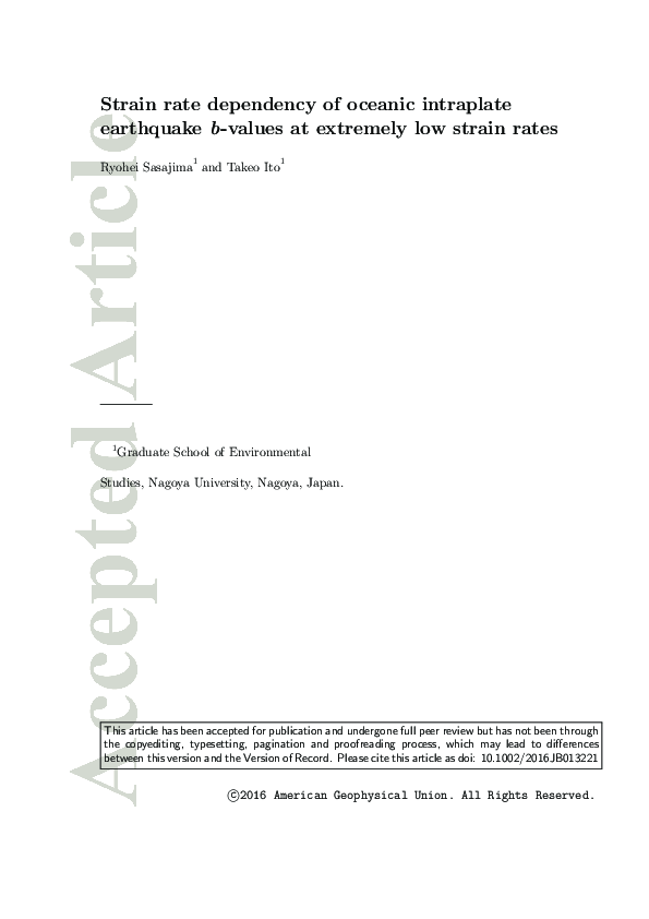 (PDF) Strain rate dependency of oceanic intraplate earthquakeb-values ...