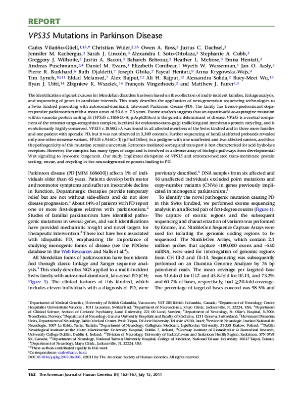 (PDF) VPS35 Mutations in Parkinson Disease