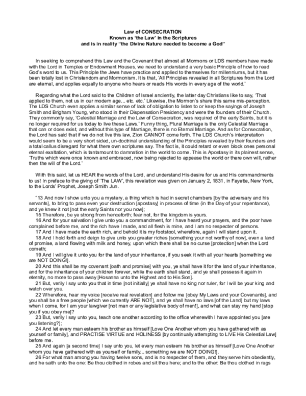 (PDF) Law of CONSECRATION, Known as ‘the Law’ in the Scriptures and is ...