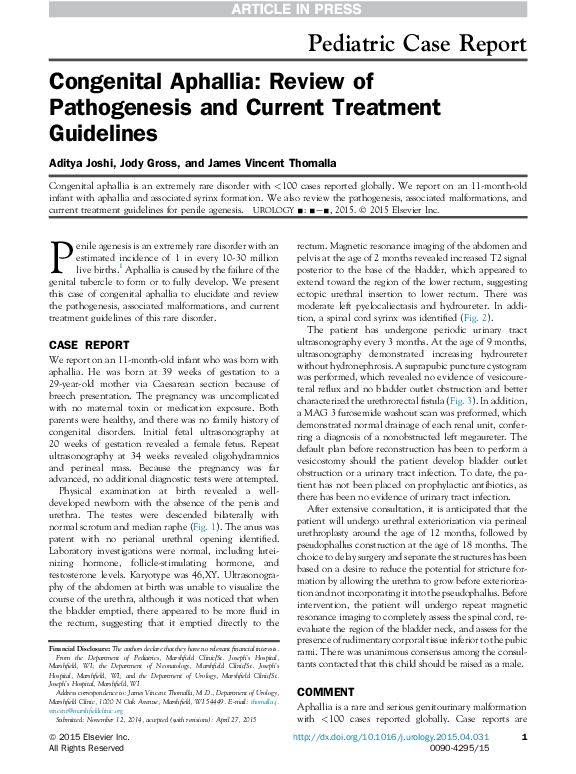 (PDF) Congenital Aphallia: Review of Pathogenesis and Current Treatment ...