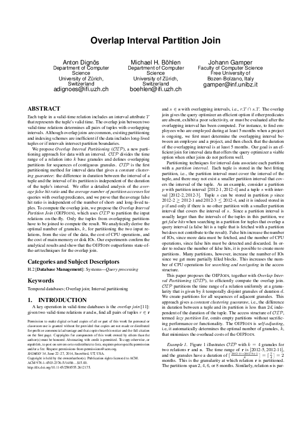 (PDF) Overlap interval partition join