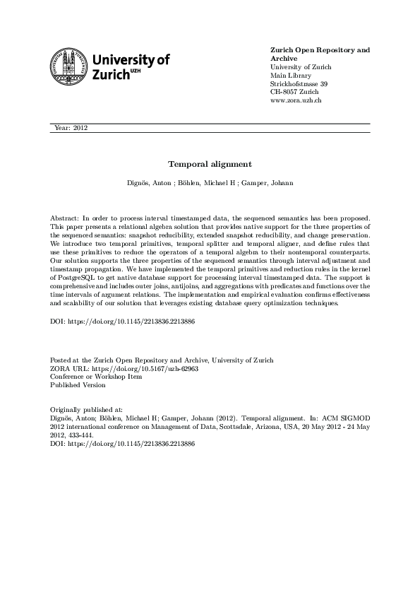 (PDF) Temporal alignment | Johann Gamper - Academia.edu