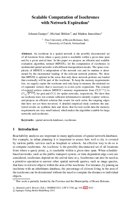 (PDF) Scalable Computation of Isochrones with Network Expiration