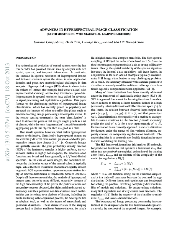(PDF) Advances in Hyperspectral Image Classification: Earth Monitoring with Statistical Learning ...