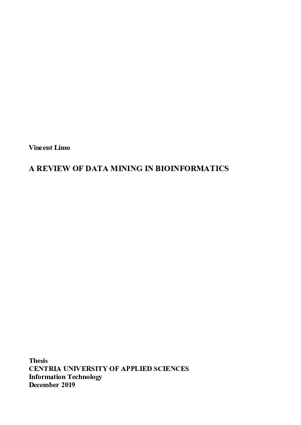 (PDF) A review of data mining in bioinformatics