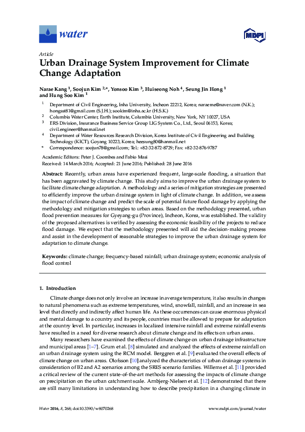 (PDF) Urban Drainage System Improvement for Climate Change Adaptation