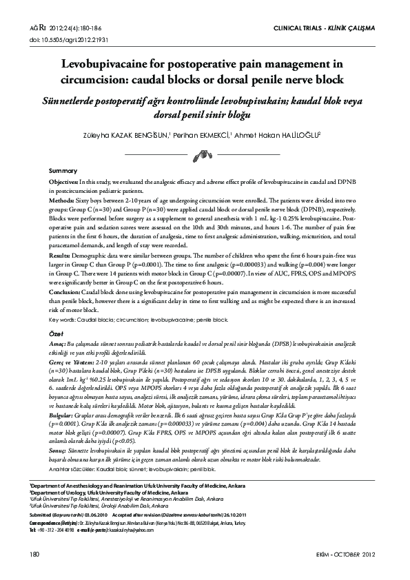 (PDF) Levobupivacaine for Postoperative Pain Management in Circumcision ...