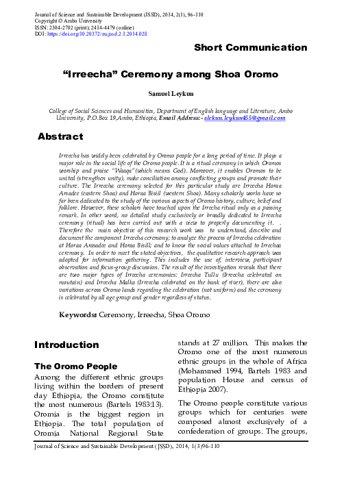 (PDF) "Irreecha" Ceremony among Shoa Oromo
