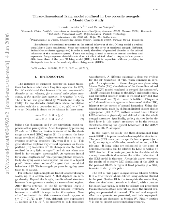 (PDF) Three-dimensional Ising model confined in low-porosity aerogels: A Monte Carlo study ...