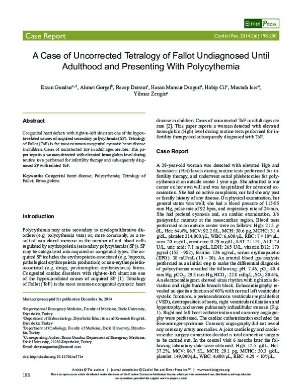 (PDF) A Case of Uncorrected Tetralogy of Fallot Undiagnosed Until Adulthood and Presenting With ...