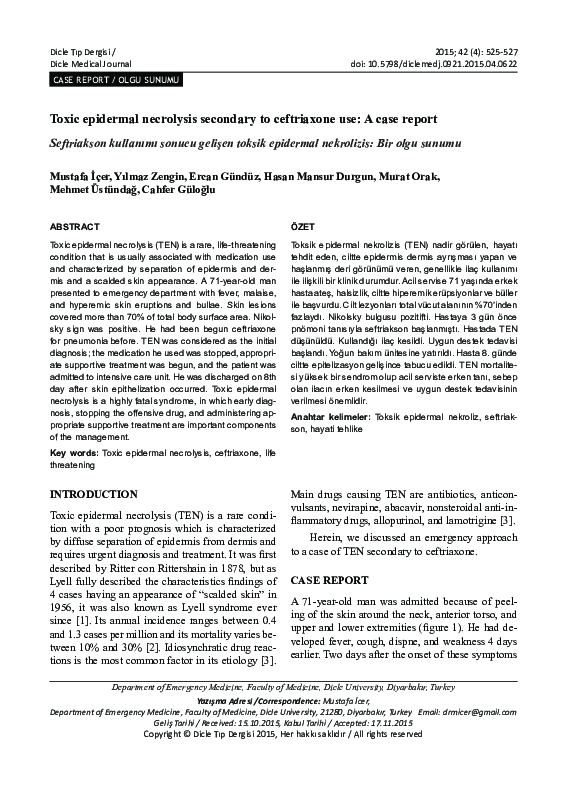 (PDF) Toxic epidermal necrolysis secondary to ceftriaxone use: A case ...