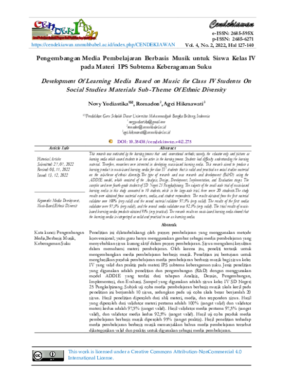 (PDF) Pengembangan Media Pembelajaran Berbasis Musik untuk Siswa Kelas IV pada Materi IPS ...