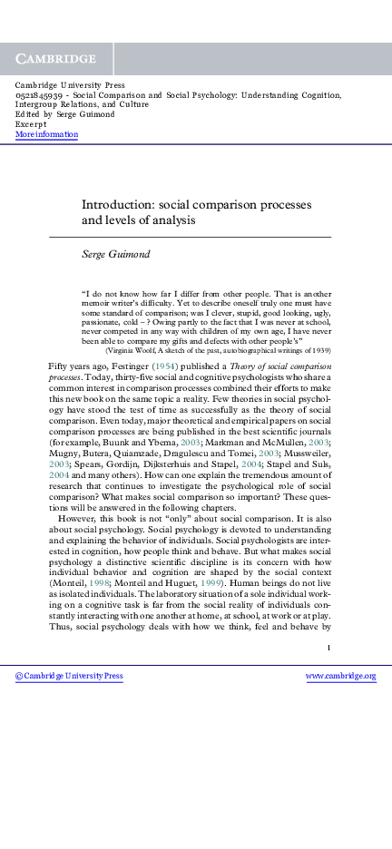 (PDF) Introduction: social comparison processes and levels of analysis