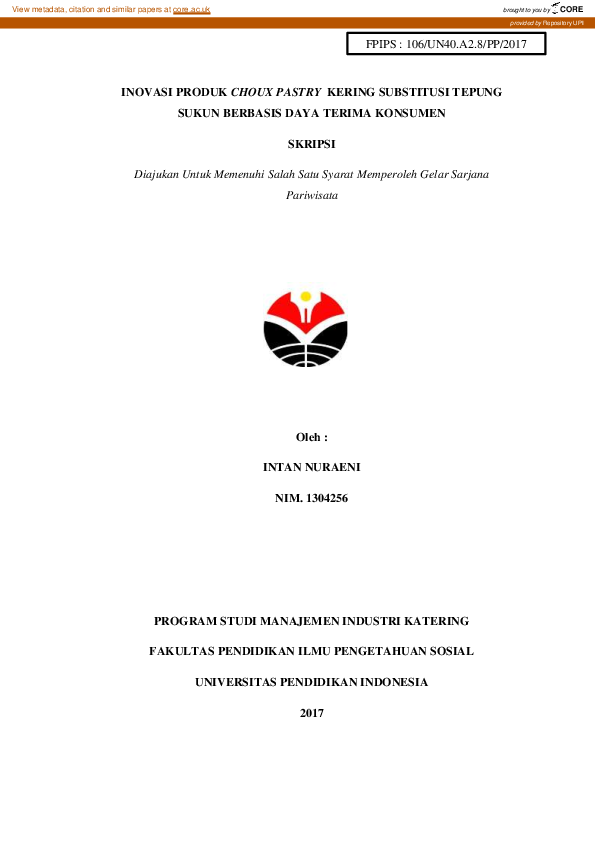 (PDF) Inovasi Produk Choux Pastry Kering Substitusi Tepung Sukun ...