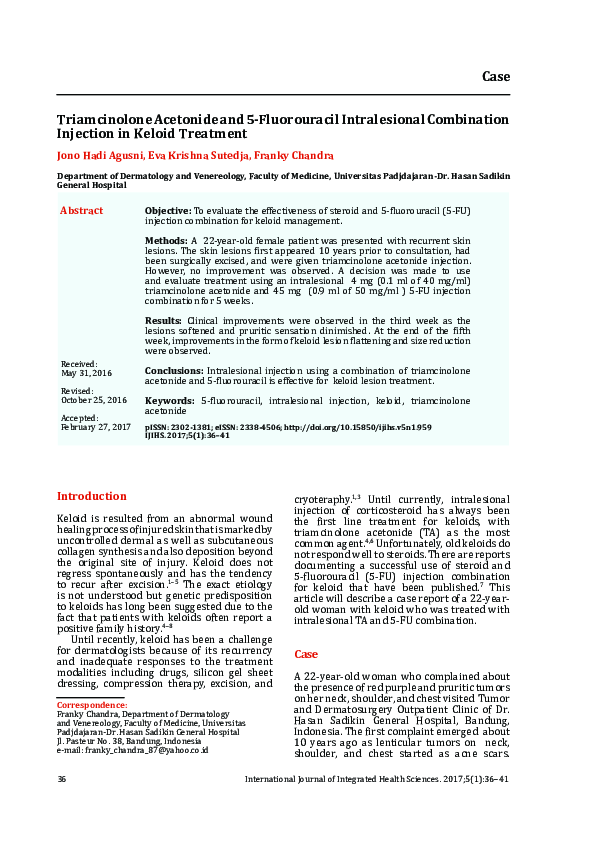 (PDF) Triamcinolone Acetonide and 5-Fluorouracil Intralesional ...