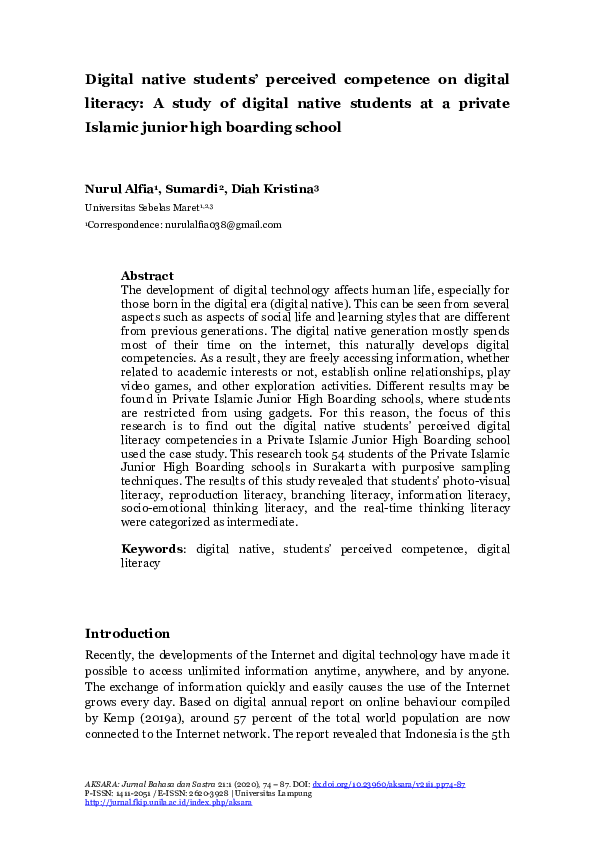 (PDF) Digital native students’ perceived competence on digital literacy ...