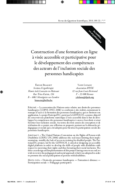 (PDF) Construction d’une formation en ligne à visée accessible et ...