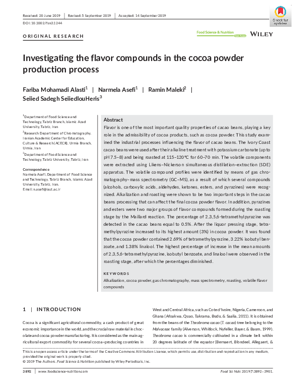 (PDF) Investigating the flavor compounds in the cocoa powder production ...