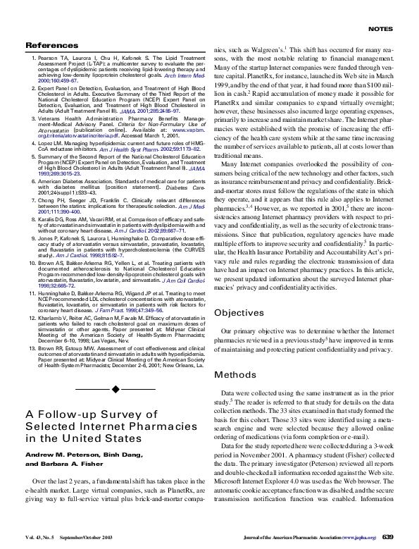 (PDF) A Follow-up Survey of Selected Internet Pharmacies in the United ...