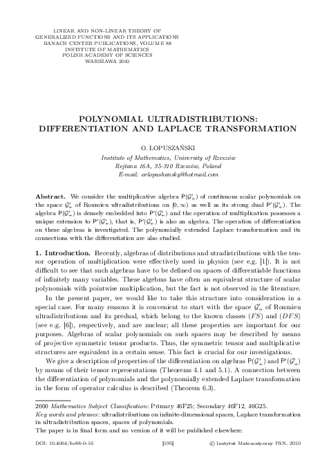 (PDF) Linear and Non-Linear Theory of Generalized Functions and its ...