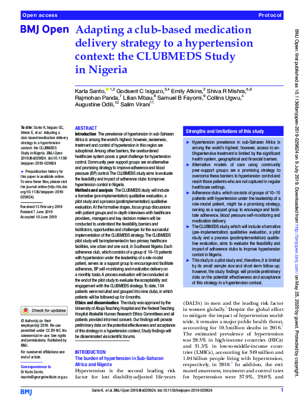 (PDF) Adapting a club-based medication delivery strategy to a ...