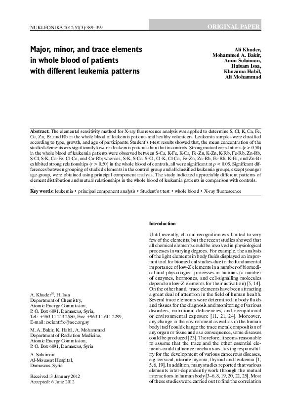 (PDF) Major, minor, and trace elements in whole blood of patients with ...