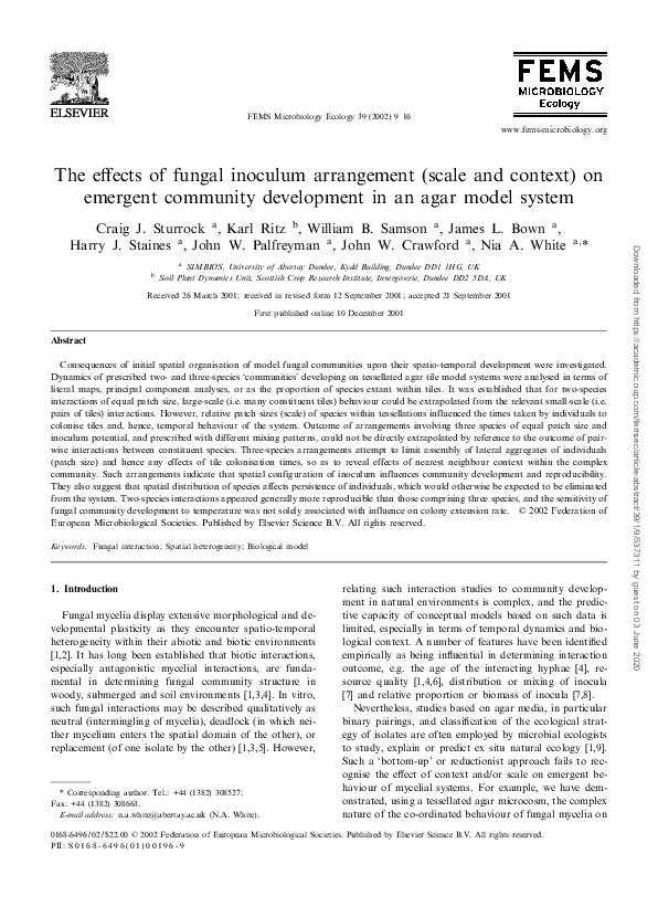 (PDF) The effects of fungal inoculum arrangement (scale and context) on ...