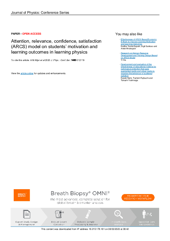 (PDF) Attention, relevance, confidence, satisfaction (ARCS) model on ...