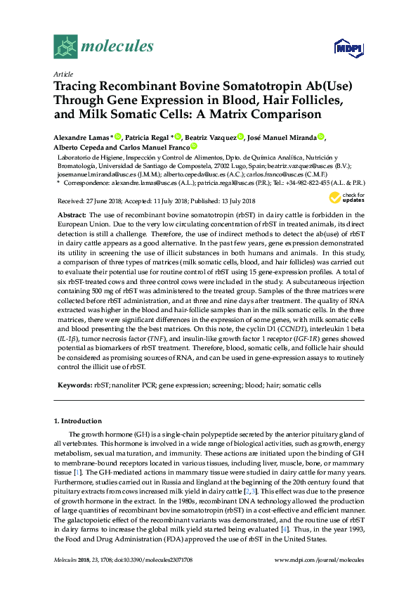 (PDF) Tracing Recombinant Bovine Somatotropin Ab(Use) Through Gene ...