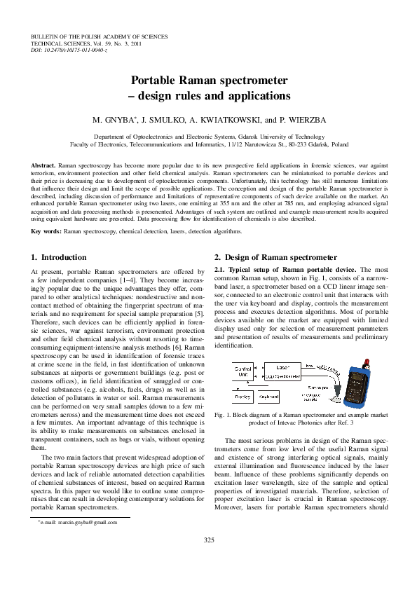 (PDF) Portable Raman spectrometer - design rules and applications