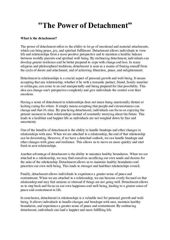 (DOC) The Power of Detachment
