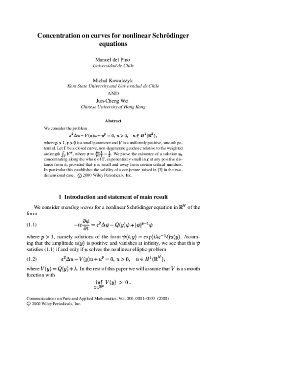 (PDF) Concentration on curves for nonlinear Schrödinger Equations ...