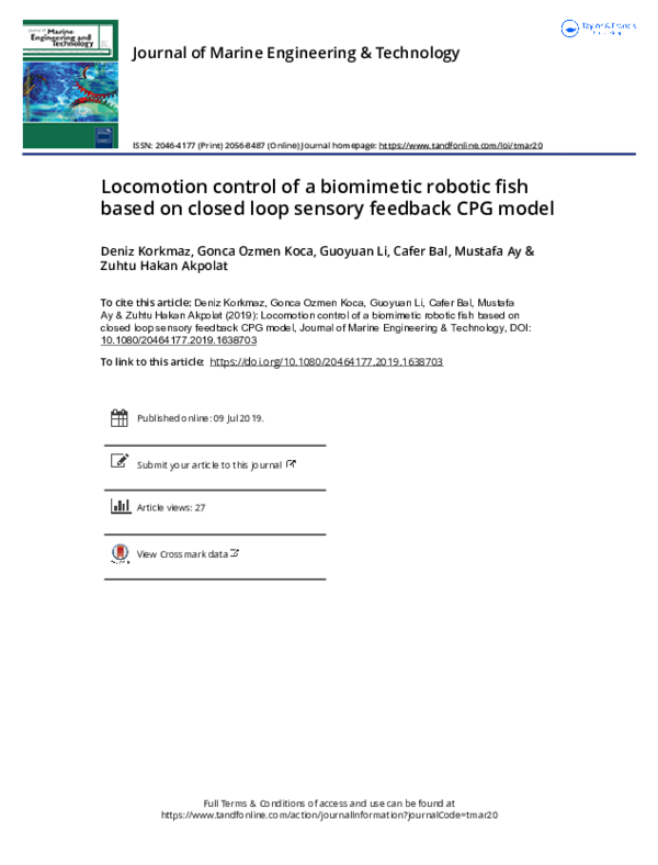 (PDF) Locomotion control of a biomimetic robotic fish based on closed loop sensory feedback CPG ...
