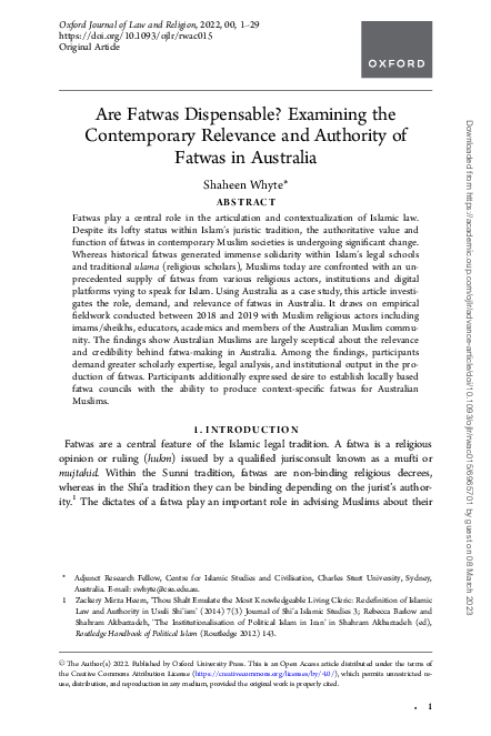 (PDF) Are Fatwas Dispensable? Examining the Contemporary Relevance and ...